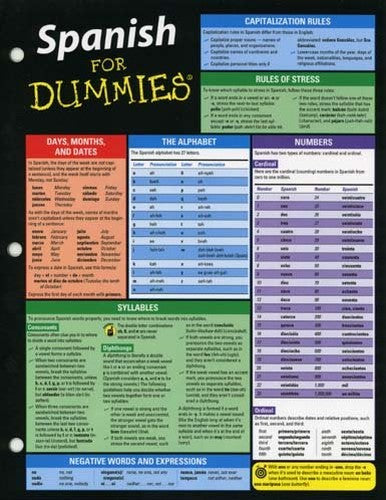 Spanish for Dummies Deluxe Cheat Sheet By | World of Books US