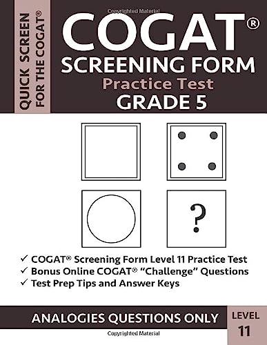COGAT Screening Form Practice Test Grade Level Practice Questions from ...