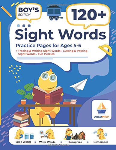 Sight Words Practice Pages for Ages Boys Edition Tracing Writing Sight ...