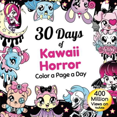 30 Days of Kawaii Horror: Color a Page a Day: Daily Coloring Book ...