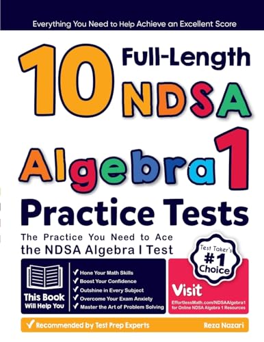 10 Full Length NDSA Algebra I Practice Tests By Reza Nazari | World of ...