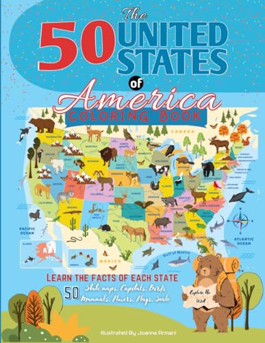 The 50 United States of America Coloring Book for Kids: Fifty State ...
