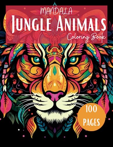 MANDALA Jungle Animals Coloring Book Stress Relief Coloring Book Adult ...