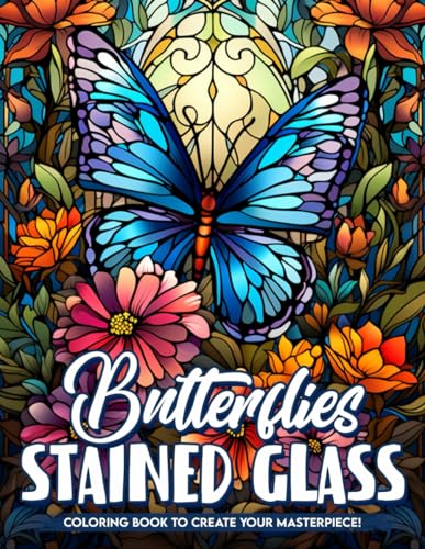 Butterflies Stained Glass: Elegant Stained Glass Butterfly Coloring ...