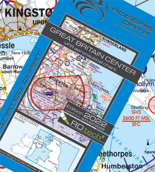 Great Britain Center Rogers Data VFR Aeronautical Chart 500k: England ...