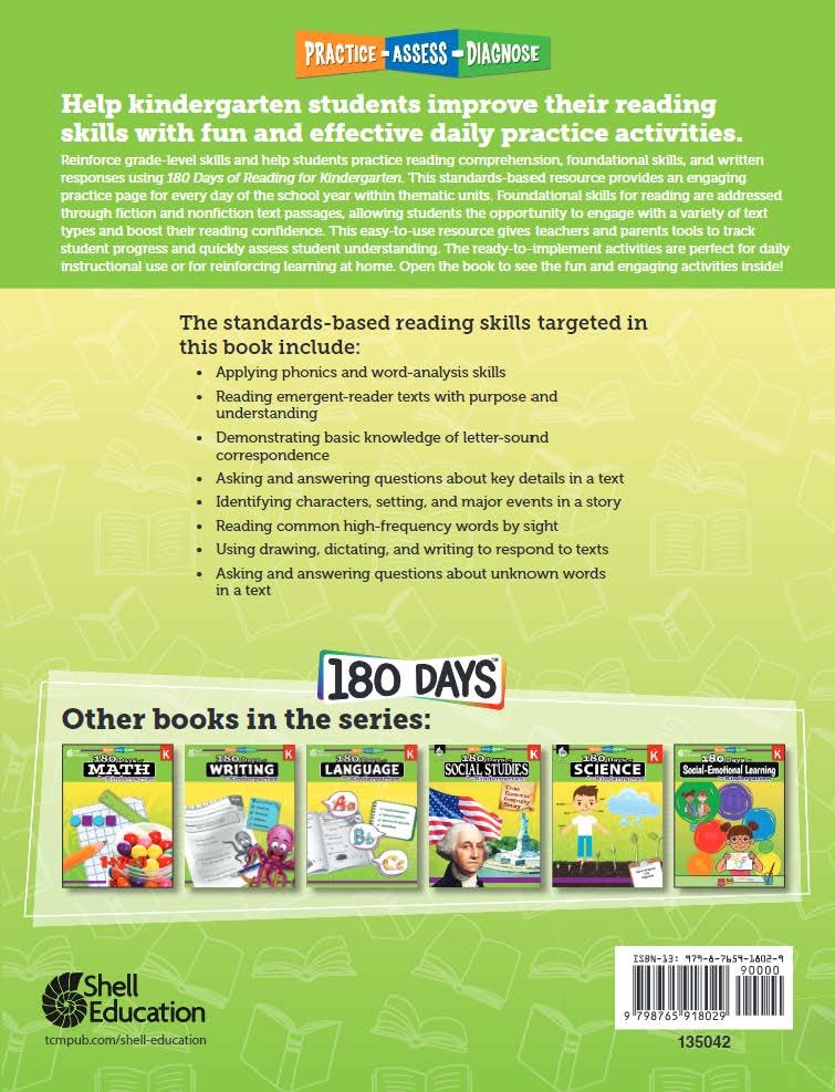 180 Days™: Reading, Writing and Math for Grade K: 3-Book Set By ...