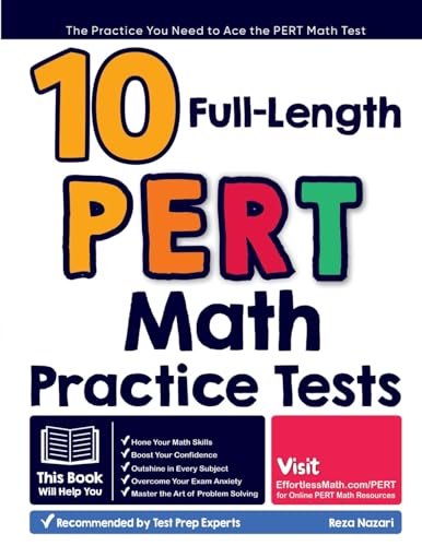 10 Full Length PERT Math Practice Tests By Reza Nazari | World of Books
