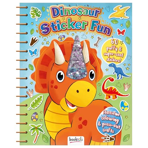 Bookoli | Dinosaur Sticker Fun Book | 60 Stickers | Colouring-in and ...