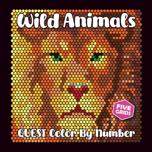 Wild Animals QUEST Color By Number (Black Backgrounds): 5 grids hidden ...