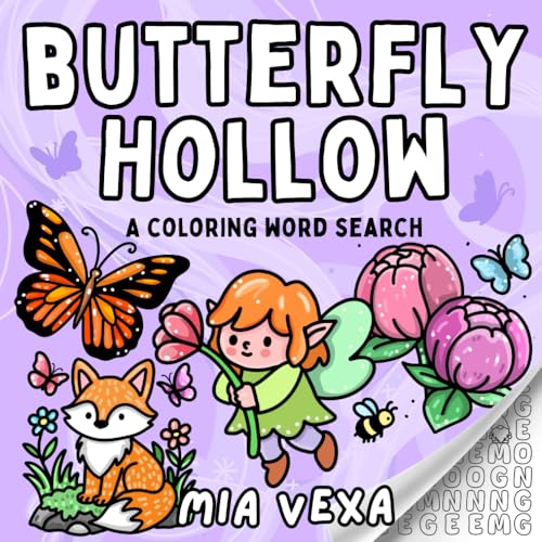 Butterfly Hollow: A Cute and Comfy Colouring Word Search for Adults ...