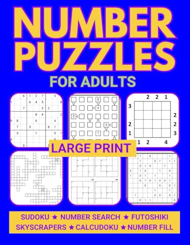 Large Print Number Puzzles For Adults: Variety of Easy to Hard Math ...