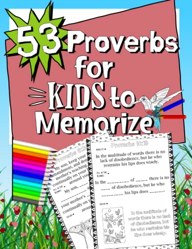 53 Proverbs for Kids to Memorize: Writing and coloring Bible activity ...