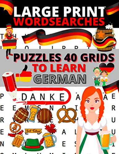 Large Print Wordsearches Puzzles German: 40 grids to learn or improve ...