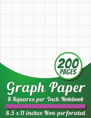 Graph Paper 8 Squares Per Inch Notebook: 1/8 Inch Graph Rule Notebook ...