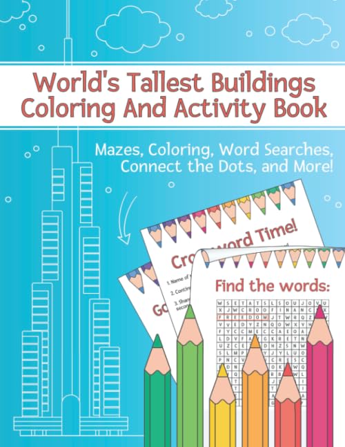 World's Tallest Buildings Coloring and Activity Book. Mazes, Coloring ...