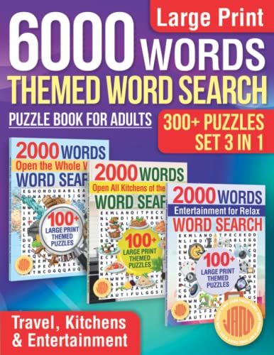 Large Print 6000 Words Themed Word Search Puzzle Book for Adults: 300 ...