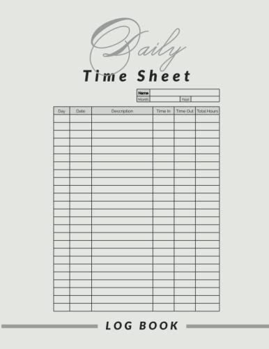 Daily Time Sheet log book: Employee Time Log | Daily Time Sheet Log ...